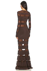 Norma Kamali Spliced Dress Fishtail Gown in Chocolate & Chocolate Mesh | REVOLVE