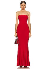 Norma Kamali Strapless Fishtail Gown in Tiger Red | REVOLVE