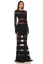 Norma Kamali Spliced Dress Fishtail Gown in Black & Black Mesh | REVOLVE