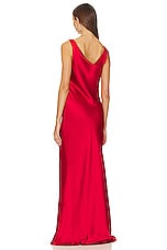 Norma Kamali Deep Drape Neck Gown in Tiger Red | REVOLVE