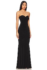 Norma Kamali Strapless Shirred Front Fishtail Gown in Black | REVOLVE
