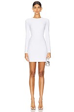 Norma Kamali Long Sleeve Crewneck Mini Dress in Snow White | REVOLVE