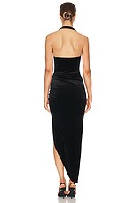 Norma Kamali Cayla Velvet Side Drape Gown in Black | REVOLVE