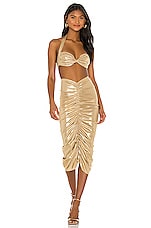 Norma Kamali X REVOLVE Shirred Skirt in Gold Lame | REVOLVE