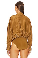 Norma Kamali Oversized Boyfriend Shirt Bodysuit in Woods | REVOLVE