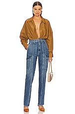 Norma Kamali Oversized Boyfriend Shirt Bodysuit in Woods | REVOLVE