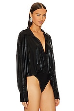 Norma Kamali Super Oversized Boyfriend Shirt Bodysuit in Black | REVOLVE