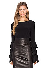 Norma Kamali Ruffle Tee in Black | REVOLVE