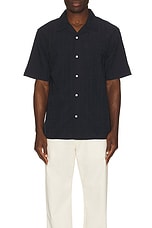 Norse Projects Carsten Relaxed Dobby Check Shirt in Dark Navy | REVOLVE