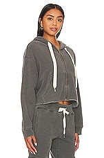 NSF Delaney Undone Hem Crop Zip Hoody in Pigment Black | REVOLVE