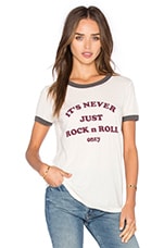 Obey Never Just Rock N Roll Sold Out Ringer Tee in Creme & Graphite | REVOLVE