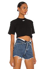OFF-WHITE Rib Cropped Casual Tee in Black & White | REVOLVE