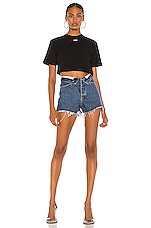 OFF-WHITE Rib Cropped Casual Tee in Black & White | REVOLVE