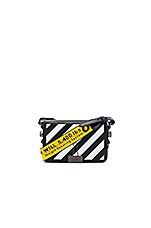OFF-WHITE Diagonal Mini Flap Bag in Black & White | REVOLVE