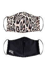 onzie x REVOLVE 2 Pack Protective Face Masks in Leopard & Solid Black ...