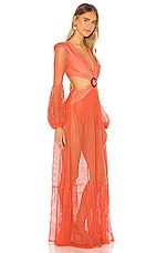 PatBO Long Sleeve Mesh Beach Dress in Neon Coral | REVOLVE