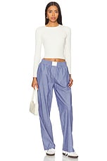 perfectwhitetee Ribbed Long Sleeve Structured Tee in Sugar | REVOLVE