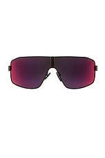 Prada Linea Rossa Shield Frame Sunglasses in Black, Red, & Orange | REVOLVE