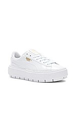 Puma Basket Platform Trace Sneaker in Puma White | REVOLVE