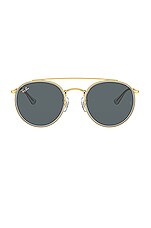 Ray-Ban Round Double Bridge in Gold & Blue | REVOLVE