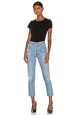 RE/DONE Slim Tee Bodysuit in Black | REVOLVE