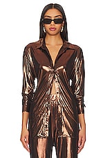 REMI x REVOLVE Yvette Button Up Shirt in Chocolate Brown | REVOLVE