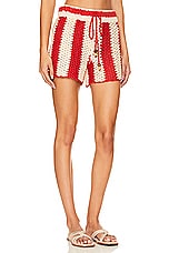 Rhode Alani Short in Red Stripe Crochet | REVOLVE