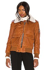 SAM. Fur Amelia Leather Bomber Jacket in Saddle | REVOLVE