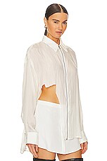 SAMI MIRO VINTAGE Undone Zip Up Collared Shirt in White | REVOLVE