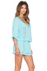 SOFIA by ViX Crochet Caftan in Solid Blue Lagoon | REVOLVE