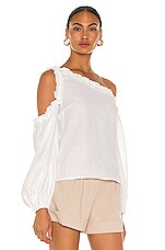 SELMACILEK One Off Shoulder Blouse in White | REVOLVE