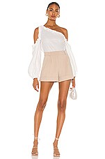 SELMACILEK One Off Shoulder Blouse in White | REVOLVE