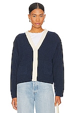 SUNDRY Boxy Cardigan in Midnight & Cream | REVOLVE