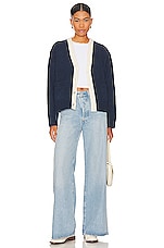 SUNDRY Boxy Cardigan in Midnight & Cream | REVOLVE