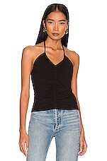SUNDRY Ruched Halter Top in Black | REVOLVE