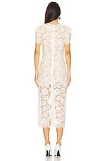 self-portrait Cream Fine Lace Pearl Midi Dress in Cream | REVOLVE