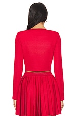 self-portrait Knit Heart Buttoned Cardigan in Red | REVOLVE