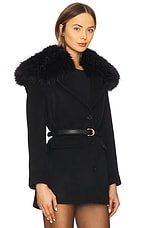 self-portrait Faux Fur Collar Coat in Black | REVOLVE