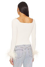 self-portrait Knit Feather Top in Off White | REVOLVE