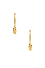 SHASHI Disc Drop Hoop Earrings in Gold | REVOLVE