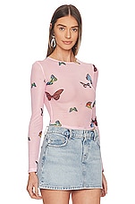 superdown Ari Butterfly Mesh Top in Pink | REVOLVE