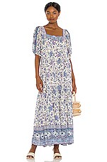 SPELL Folk Song Square Neck Gown in Sky | REVOLVE