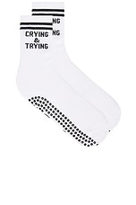 Souls. Crying & Trying Grip Socks in White | REVOLVE