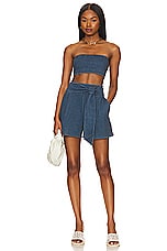 Susana Monaco Stretch Denim Micro Tube Top in Light Denim | REVOLVE