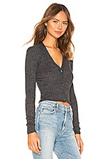 Theory Crop Wide Rib Cardi in Medium Heather Grey | REVOLVE