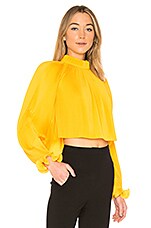 Tibi Pleated Crop Top in Mango | REVOLVE