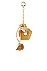 Timeless Pearly Wood & Gold Charms Rope Keychain in Brown | REVOLVE
