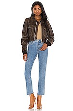 Understated Leather Spirit Bomber Jacket in Vintage Brown | REVOLVE