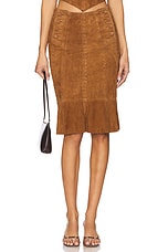 Understated Leather Handkerchief Leather Skirt in Brown | REVOLVE