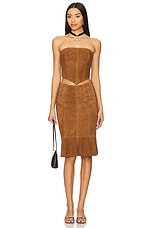 Understated Leather Handkerchief Leather Skirt in Brown | REVOLVE